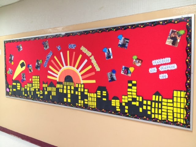 Reading is our SuperPower! Bulletin Board Idea - Buzzing with Ms. B