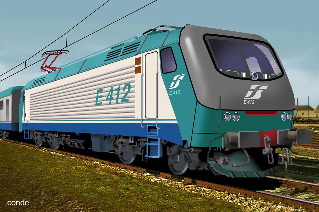 ILUSTRACIONES TRENES M. CONDE: LOCOMOTORA ELECTRICA FS E412