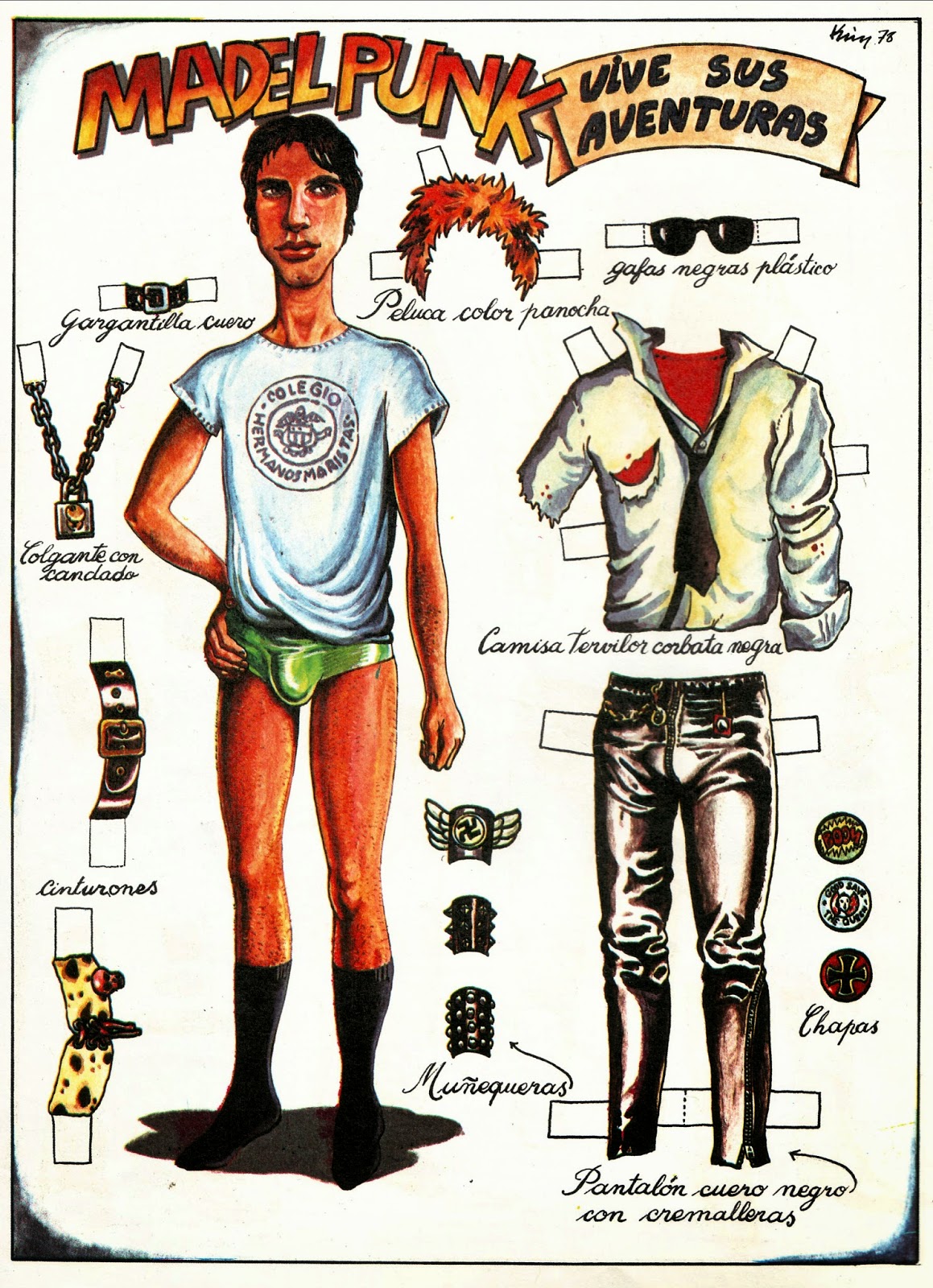 SPANISH BOMBS: Recortable Punk -Revista vibraciones Febrero de 1978 SPANISH BOMBS: Recortable Punk -Revista vibraciones Febrero de 1978