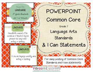 Vavoom Classroom: Common Core Standards & "I Can" Statements 7th Grade L.A.