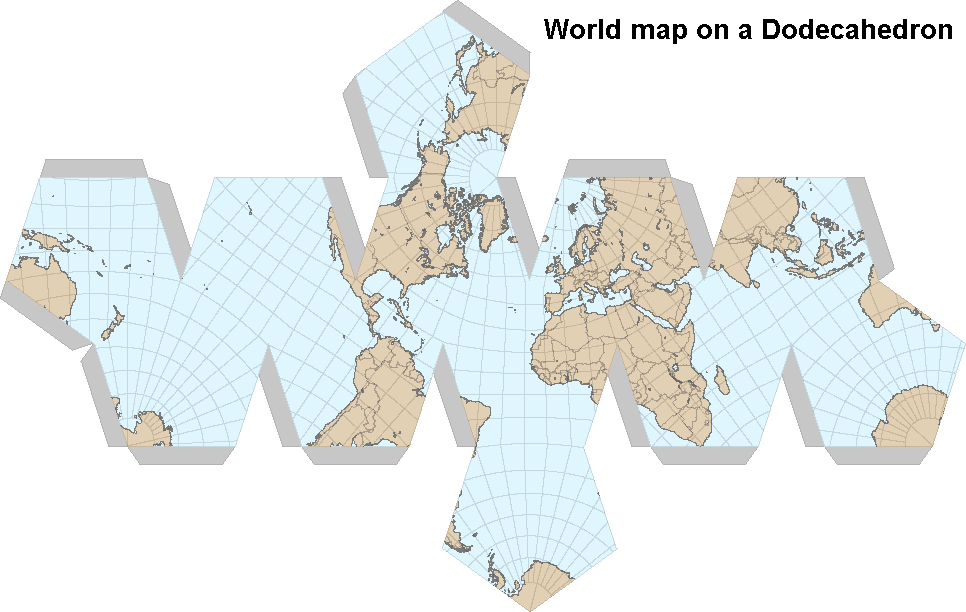 Expedition Earth: World map on a dodecahedron