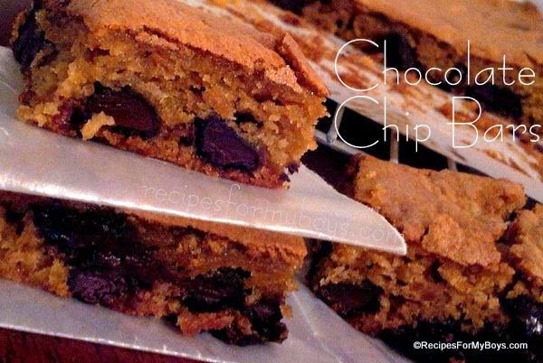 Recipes For My Boys Chocolate Chip Bars Made With A Cake Mix recipes-for-my-boys-chocolate-chip-bars-made-with-a-cake-mix