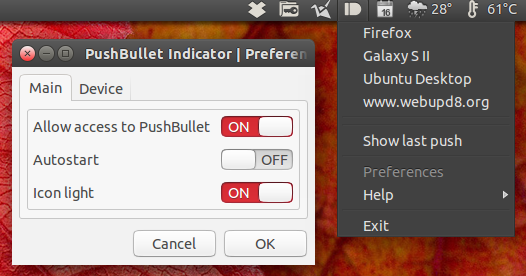 Pushbullet Indicator Gets Android Notification Mirroring Support, Other Changes ~ Web Upd8 ...