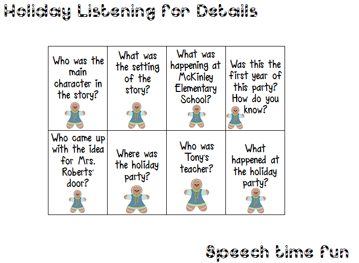 Holiday Listening for Details! - Speech Time Fun: Speech and Language ...