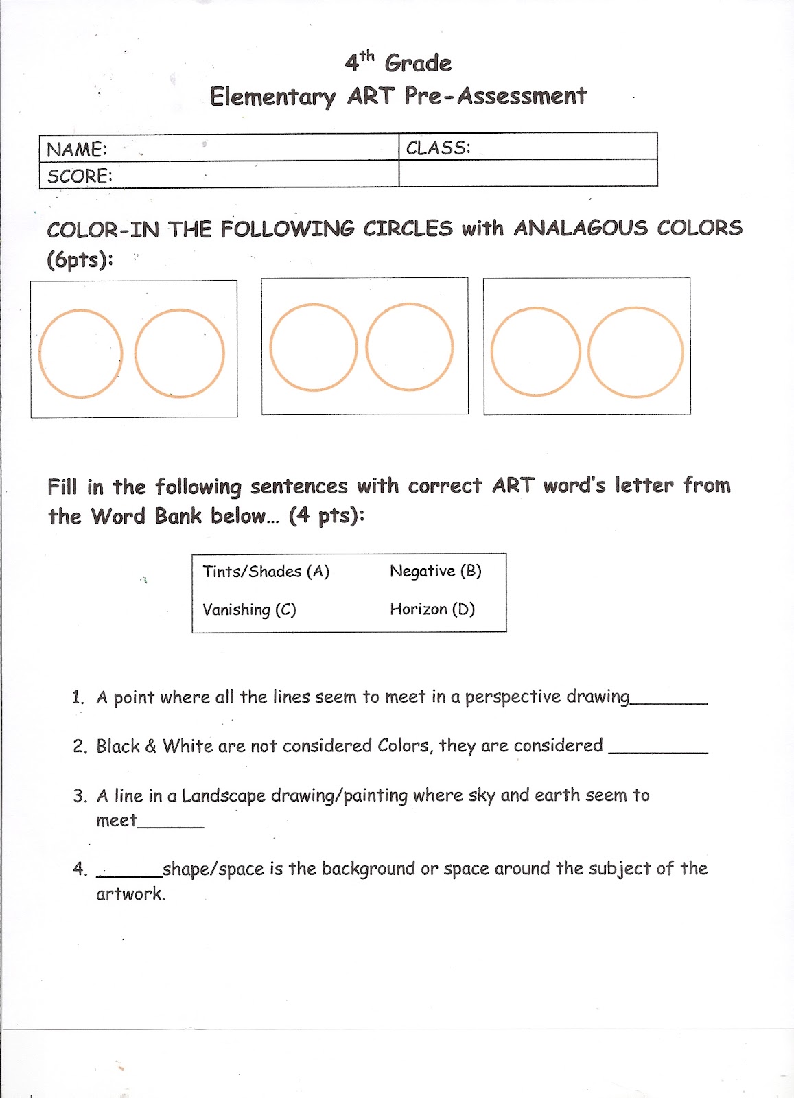 Art is From the Heart: Art Pre Test