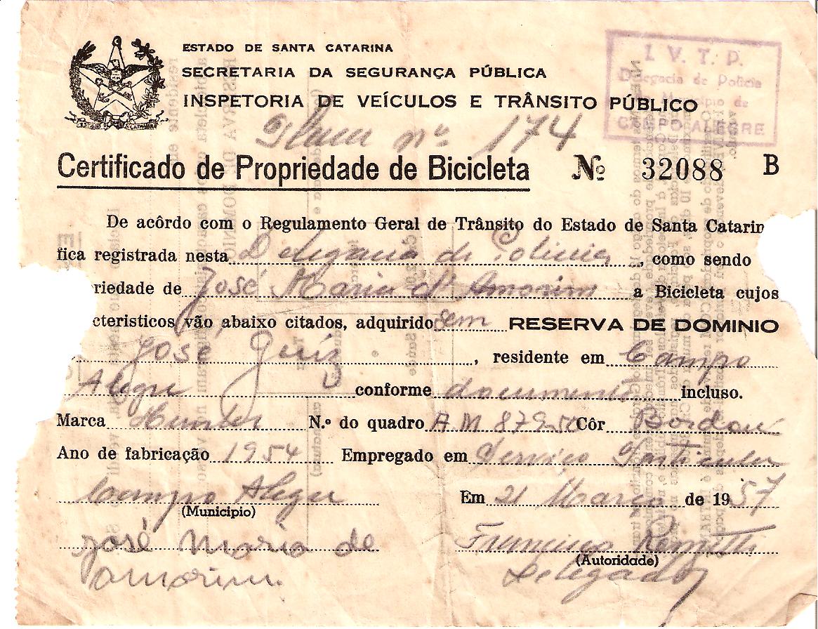 Campo Alegre: Caminhos que se Cruzam: Registro de Bicicleta...