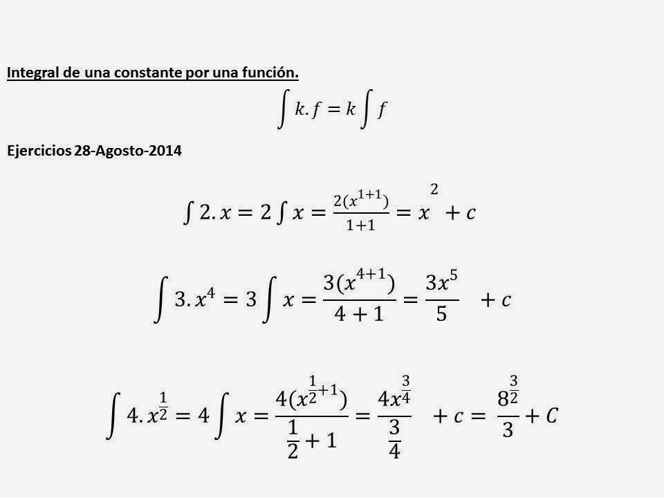 VReacciones: INTEGRAL DE UNA CONSTANTE POR UNA FUNCIÓN 28-29/AGO/14