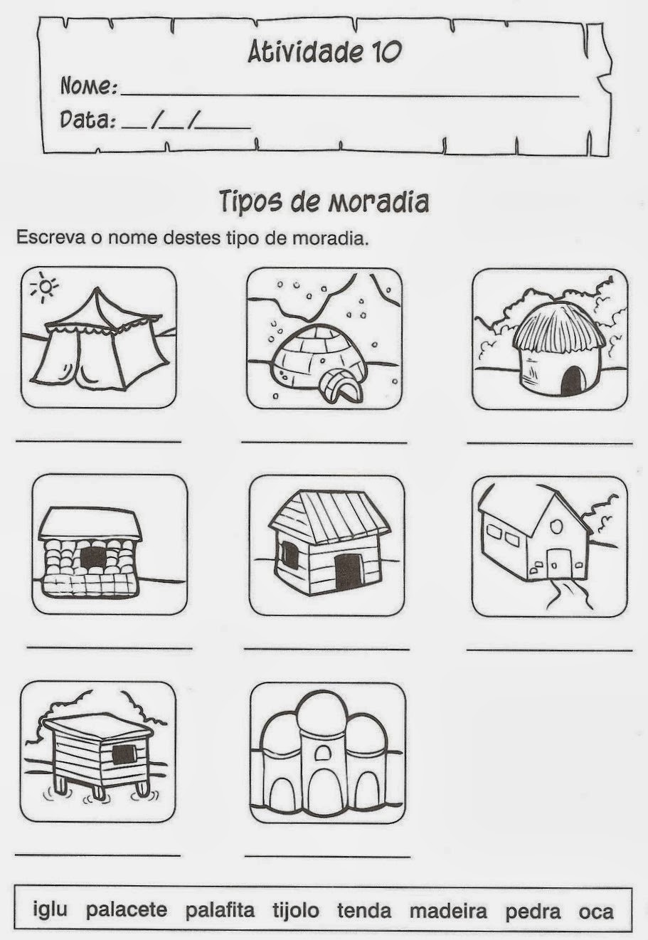 Atividades sobre diferentes tipos de casas - Formando Alunos Atividades sobre diferentes tipos de casas - Formando Alunos