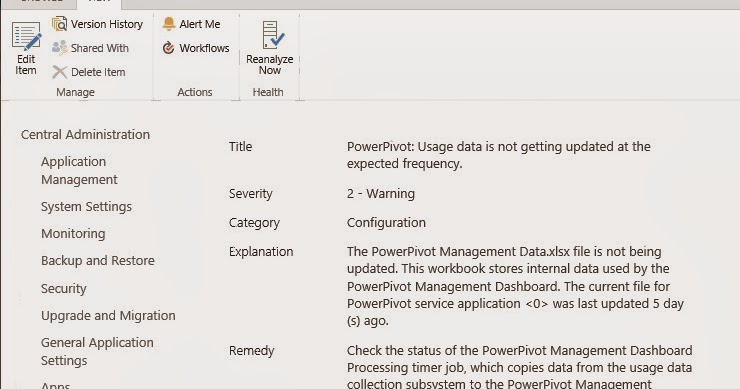 SharePoint PitStop: PowerPivot: Usage data is not getting updated at the expected frequency