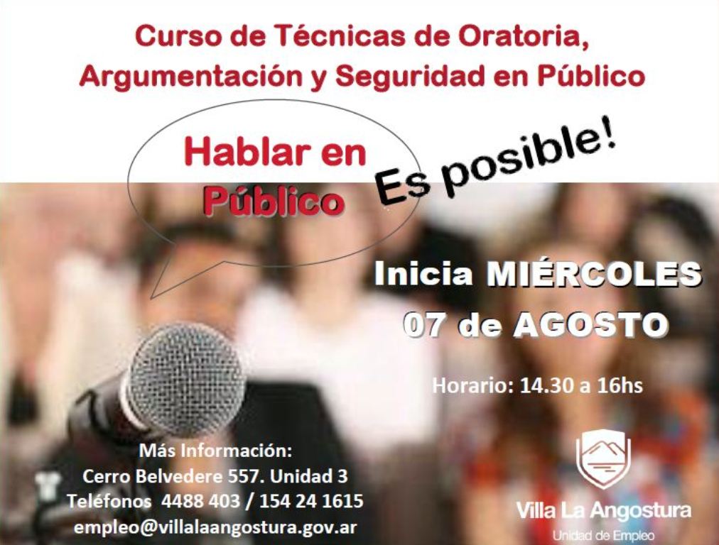 Oficina de Empleo - Villa la Angostura: CURSO DE TÉCNICAS DE ORATORIA ... Oficina de Empleo - Villa la Angostura: CURSO DE TÉCNICAS DE ORATORIA ...