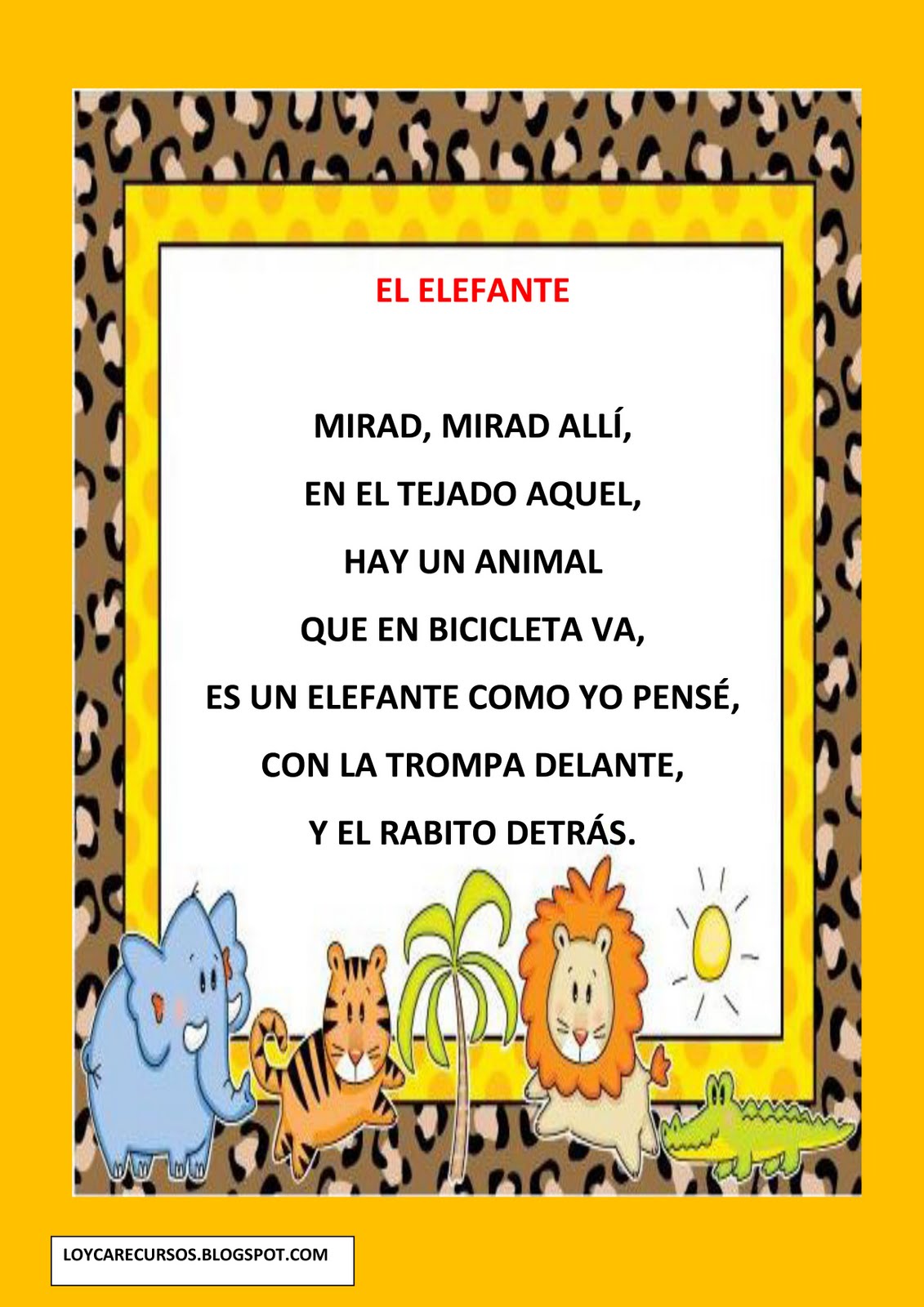 RECURSOS PARA LA EDUCACIÓN INFANTIL: Poema "El elefante"