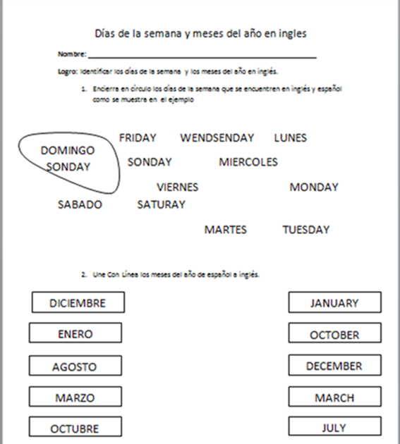 AnGiENaIlEtH: Los dias de la semana y meses del año en ingles