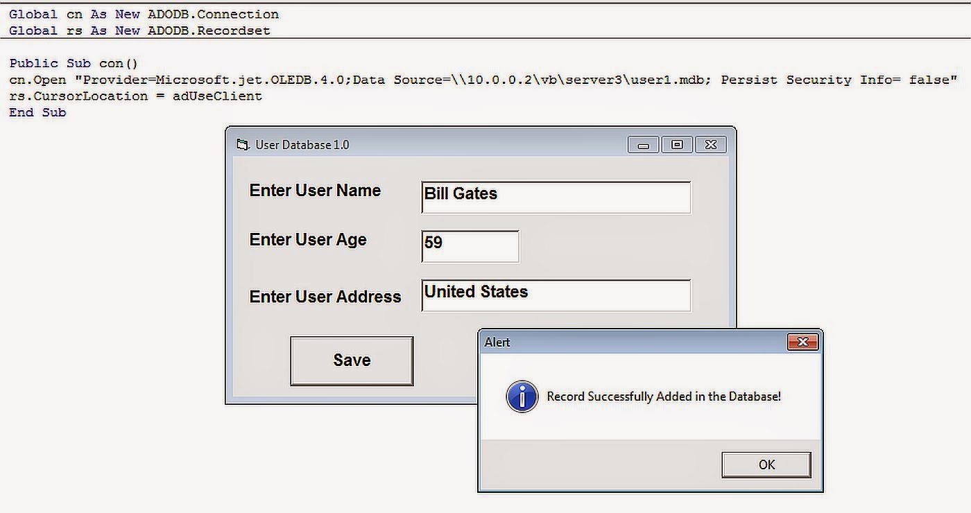 Free Programming Source Codes and Computer Programming Tutorials: Users Database Using Client ...