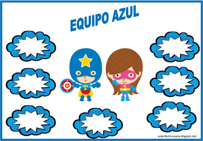 La clase de los Superhéroes: carteles para los equipos de trabajo