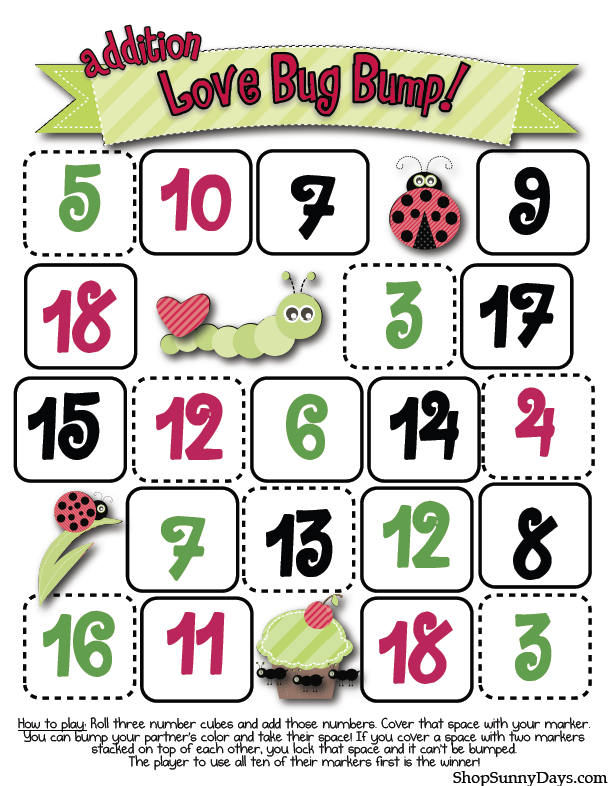 Love Bug Bump Games - Classroom Freebies