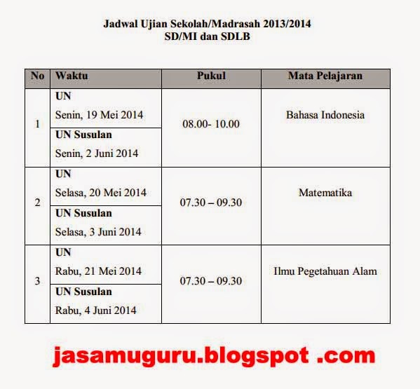 Info Pendidikan Sekolah Dasar: Jadwal Ujian Sekolah SD / MI dan SDLB ... Info Pendidikan Sekolah Dasar: Jadwal Ujian Sekolah SD / MI dan SDLB ...
