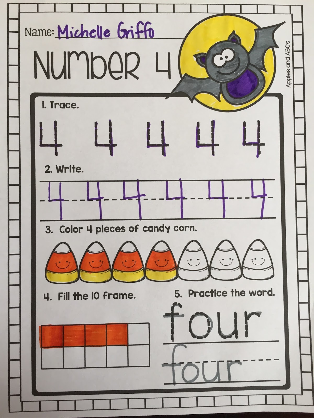 Halloween Number Practice - Apples & ABC's
