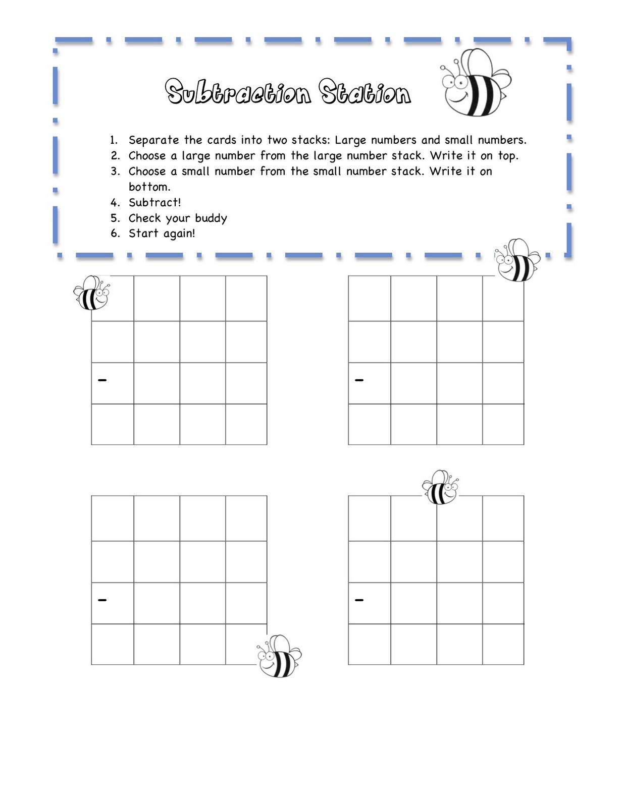Math Stations Freebies! - Buzzing with Ms. B