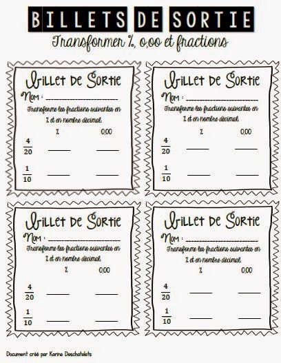 La classe de Karine: Billets de sortie