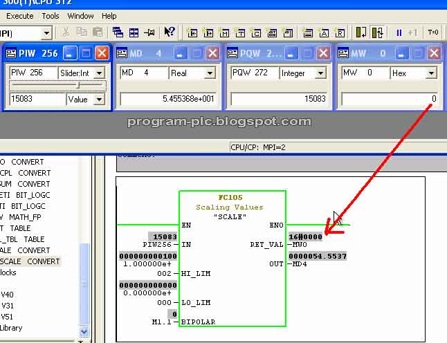 How to use FC105 SCALE and FC106 UNSCALE CONVERT for Analog Data of Simatic Step 7 Siemens