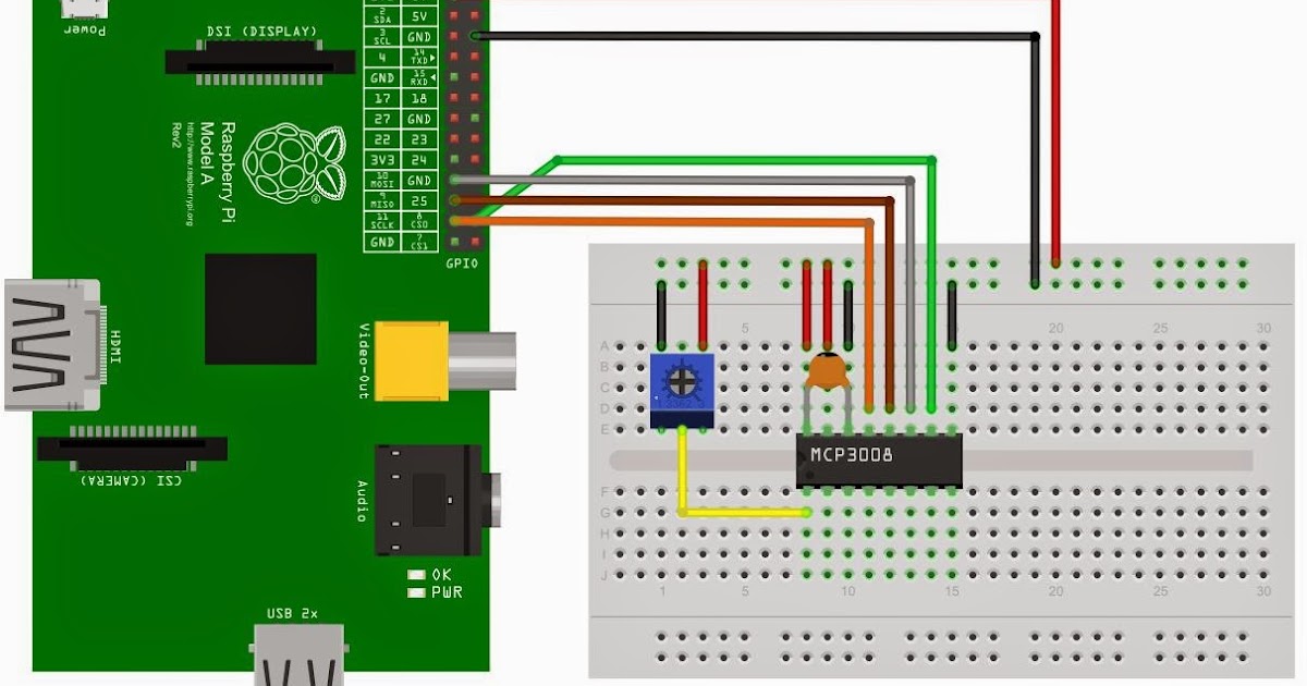 The Pi Charmer: MCP3008 with a 10K Pot on Raspberry Pi using SPI GPIO Pins and Python