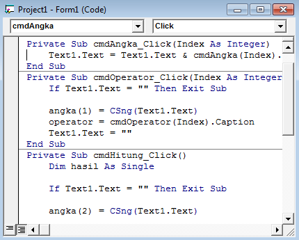 Cara Menggunakan Kontrol Array Visual Basic 6.0 - Belajar Visual Basic