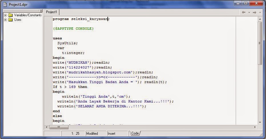 Mudrikah.hasyah: CONTOH DASAR PEMBUATAN SCRIP PADA DELPHI 7 (PART 2)