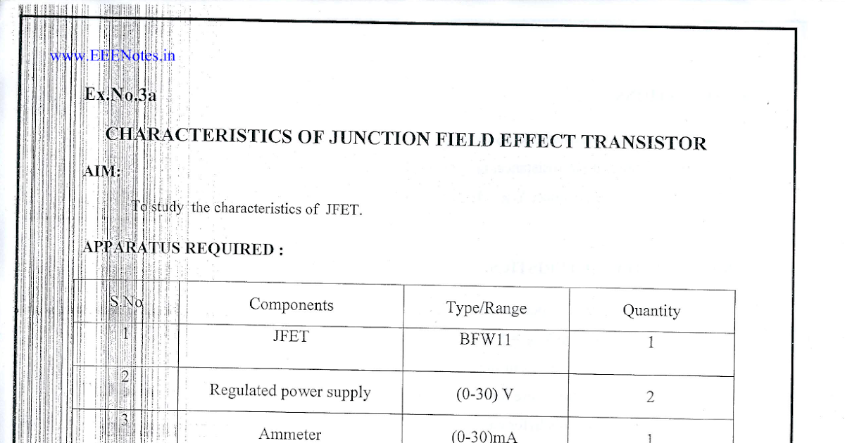 Electronic Device and Circuits - Lab Manual (Experiment 3,4,5) ~ Vidyarthiplus (V+) Blog - A ...