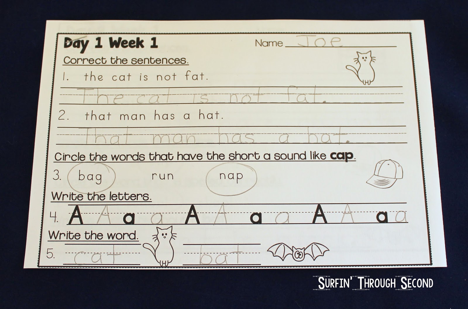 First Grade Morning Work - Surfin' Through Second