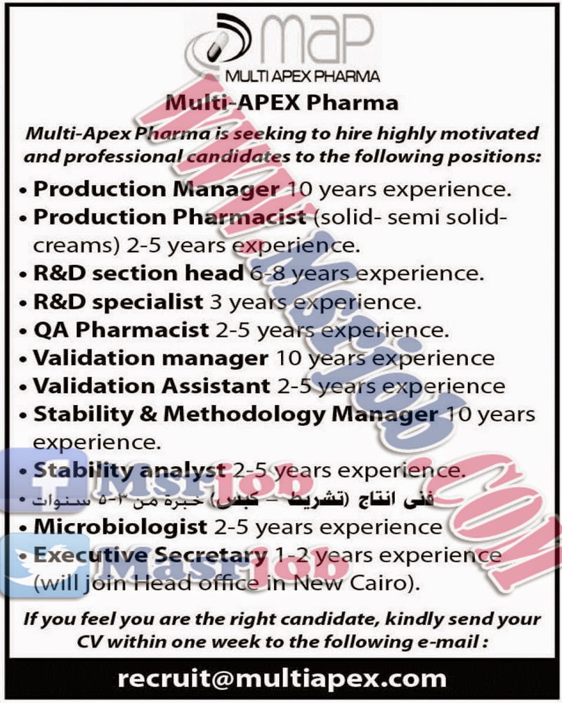 وظائف شركة مالتى ابيكس فارما Multi-Apex Pharma Careers - Hire Me Now