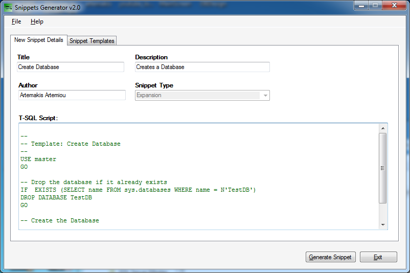 How to create a SQL Snippet How to create a SQL Snippet