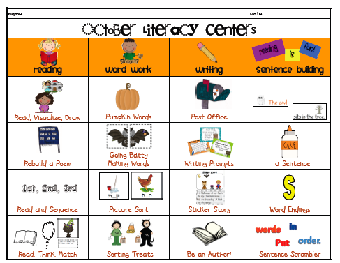October Literacy Centers for First and Second Grade - Sarah's Teaching ...