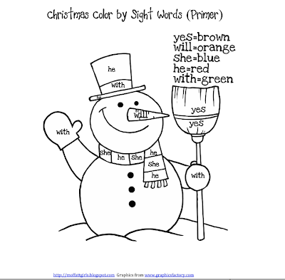 Classroom Freebies: Christmas Color by Sight Words