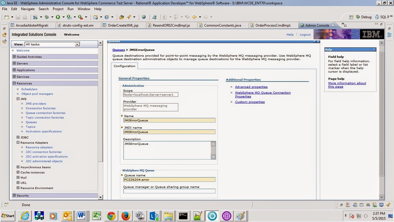 IBM Websphere commerce: Websphere MQ with IBM WCS