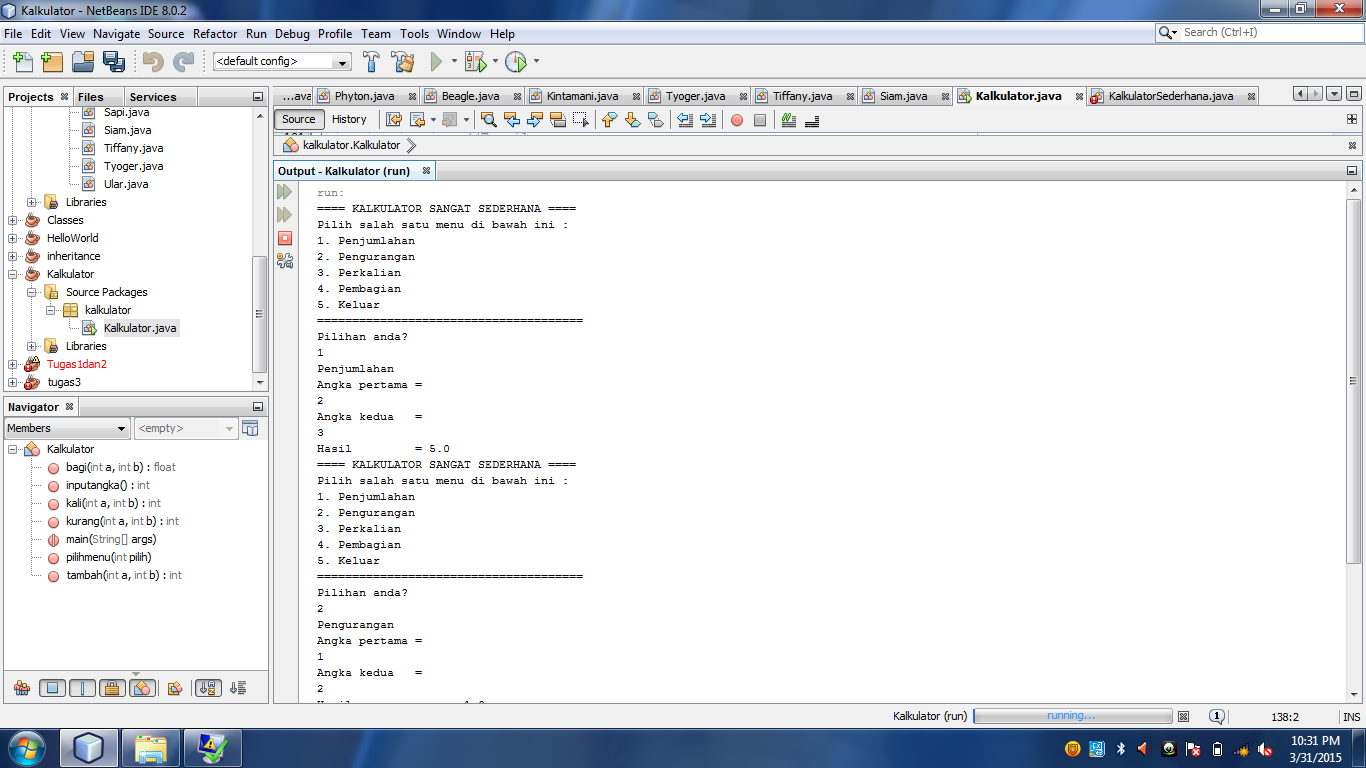 Aritmatika Java (Kalkulator) ~ Information Technology