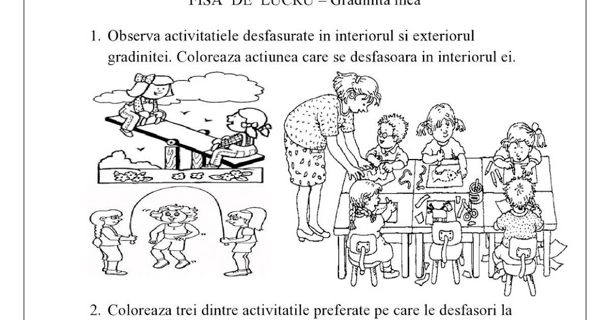 FISA DE LUCRU CU TEMA GRADINITA MEA / FISA DE LUCRU PENTRU COPII | Fise de lucru - gradinita