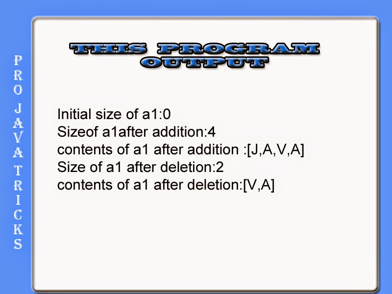 Tutorial On Array List In Java ~ Projavatricks