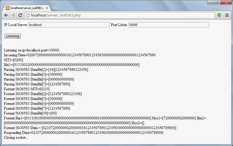 Training ISO8583 | Training PHP ISO8583: Server