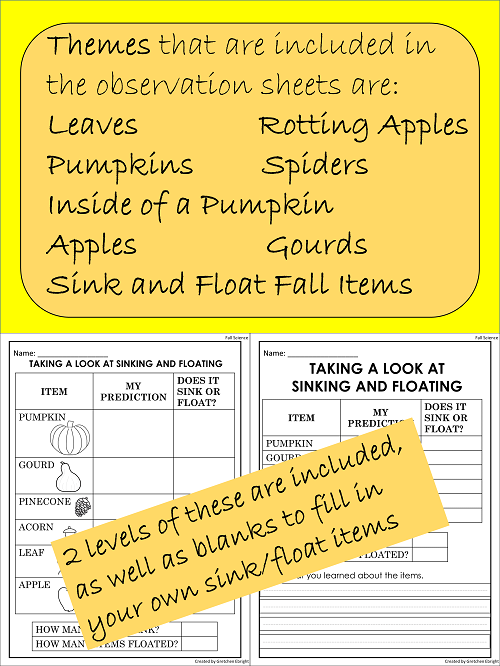 The Best of Teacher Entrepreneurs: Science: Observation Sheets for Fall ...