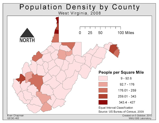 Evan's GIS Portfolio: Population Distribution: West Virginia