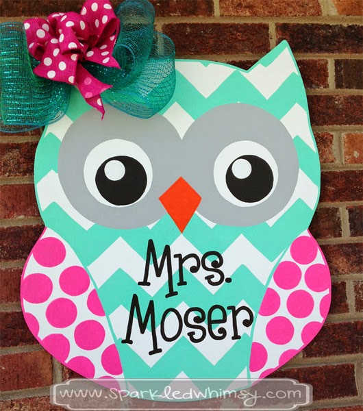 Sparkled Whimsy: Chevron Polka Dot Owl Door Hanger Giveaway!