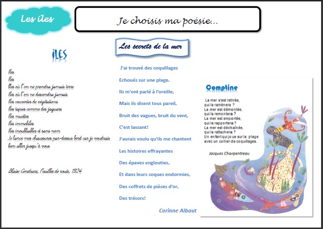 Teacher Charlotte: Poésies sur les iles, la mer