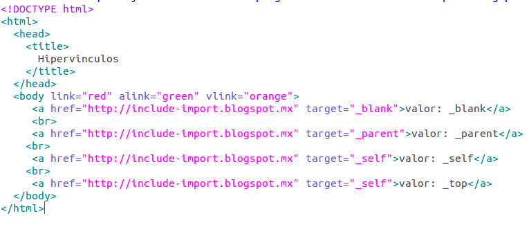 Include Import: Hipervinculos en HTML
