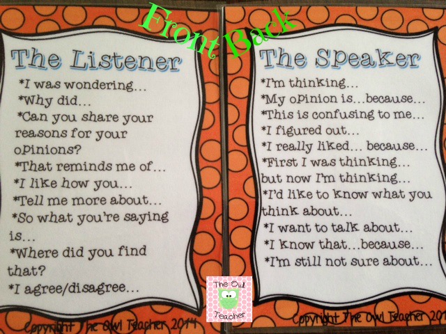 Classroom Freebies Too: Reading - Speaking and Listening Cards! Classroom Freebies Too: Reading - Speaking and Listening Cards!