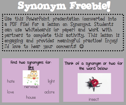 Mrs. Jacobs' Class: Synonym Freebie!