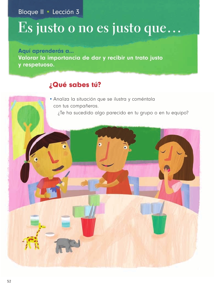 Es justo o no es justo que... - Bloque II - Lección 3 ~ Apoyo Primaria