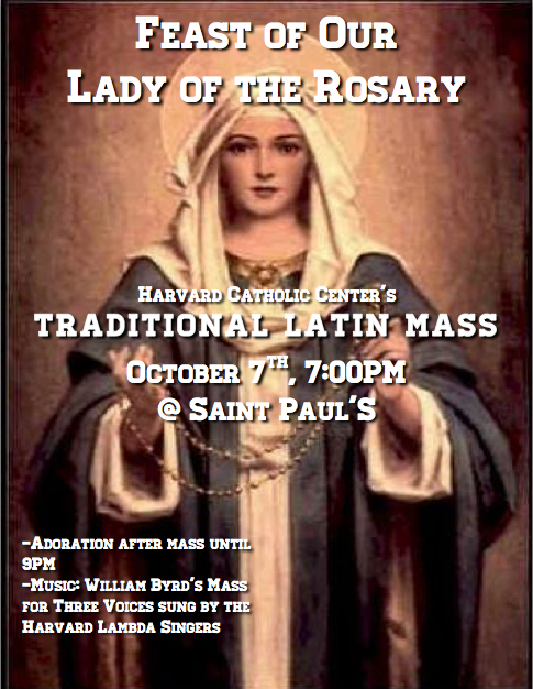 TLM for Feast of Our Lady of the Rosary - Harvard Catholic Center ...