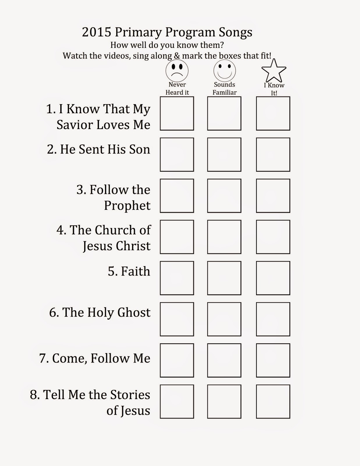 2015 Sing-Along Videos (aka Program Showcase) - Camille's Primary Ideas