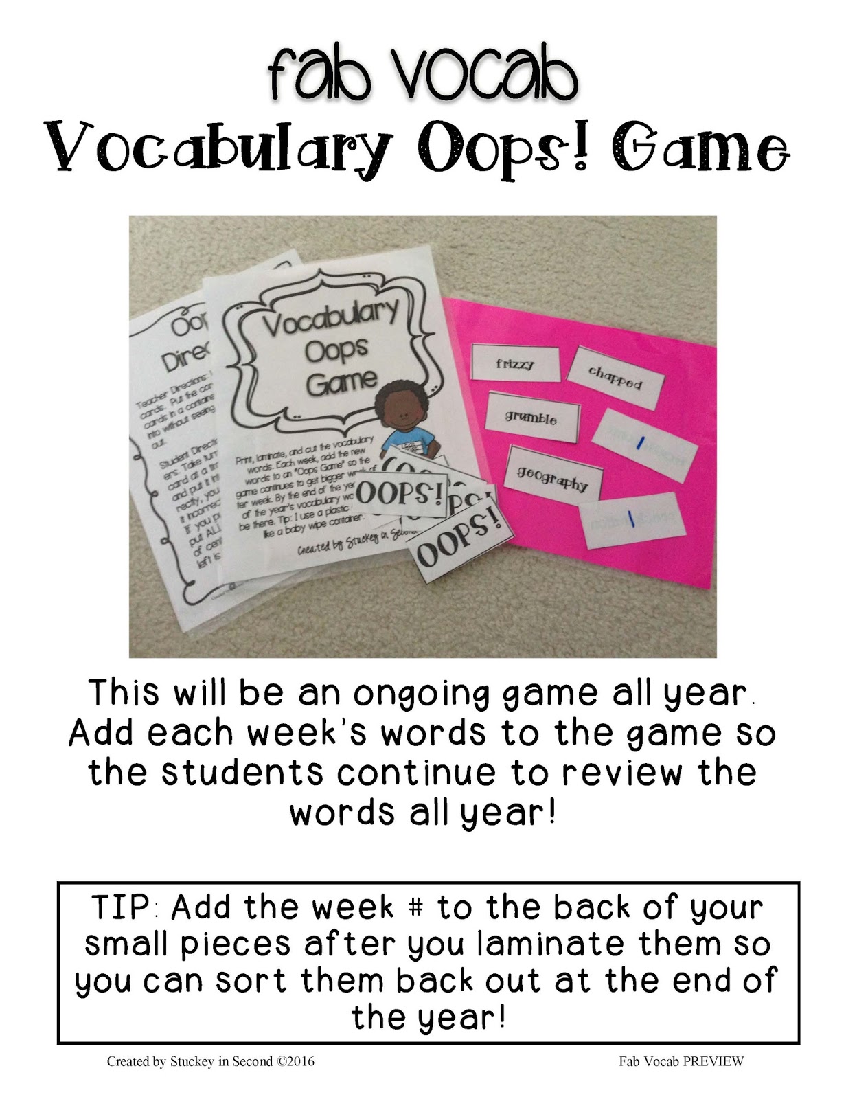 Stuckey in Second: Fab Vocab: Weekly Vocabulary Units
